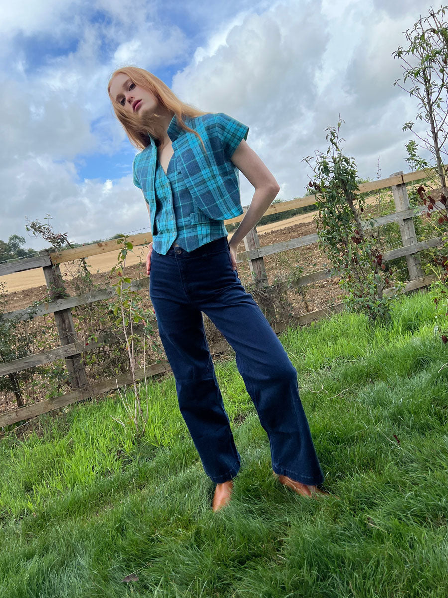 Coco Jacket : Turquoise Teal Plaid – Julie Harrah